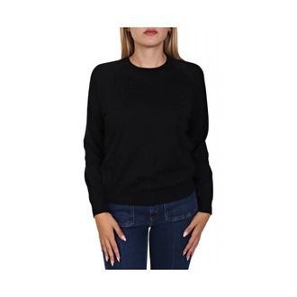 Emporio Armani Feinstrick-Wollpullover mit Mikro-Strasssteinen - - Knitwear - Damen - Schwarzk - S