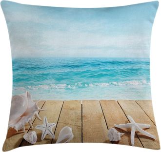 Abakuhaus Strand Kissenbezug, Sonnenschein Malediven Deck, für den Innen oder Außen Bereich geeignet mit Reißverschluß Waschbarer Stoff, 40 x 40 cm, Beige