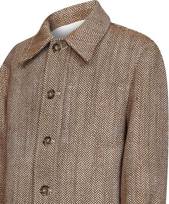 Ami Herringbone Virgin Wool Overshirt - Beige