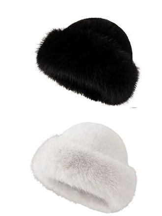 Generic Chapeau cloche dhiver en fausse fourrure pour femme, chapeau chaud en fourrure moelleuse, casquette de pêcheur en peluche douce pour temps froid, avec