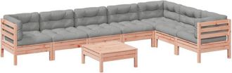 vidaXL Salon de jardin 8 pcs avec coussins sapin douglas solide vidaXL