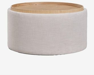 Sklum Berkeleni runder gepolsterter Couchtisch mit Tablett und Stauraum Ø80 cm