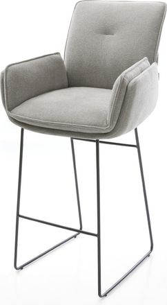 DELIFE Barstuhl Nela-Flex Strukturstoff Soft Grau Kufengestell Metall Schwarz, Barst&uuml;hle