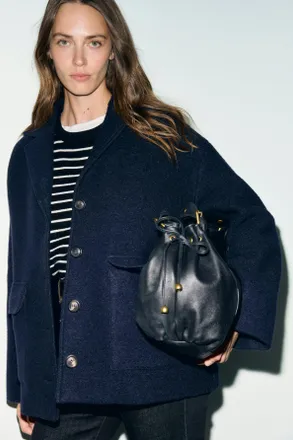 Gerard Darel Manteau court en laine vierge - ALON - Marine