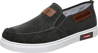 Generic Chaussures d&eacute;contract&eacute;es en toile pour homme, chaussures bateau &agrave; enfiler, chaussures de sport &agrave; fond plat, chaussures de marche confortables, tendanc