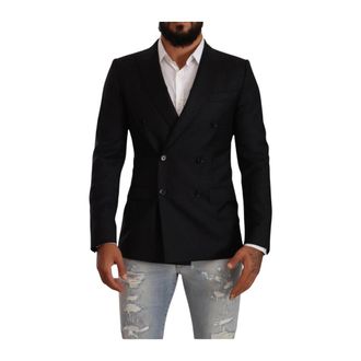 Dolce & Gabbana Sakko Zweireihig Mikropunktmuster - - Jackets - Herren - Schwarzk - S