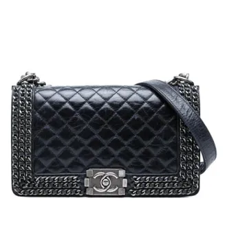 Chanel unisex, Pre-owned, Bleu, Taille: ONE Size Sac bandouli&egrave;re Boy Flap Pre-owned