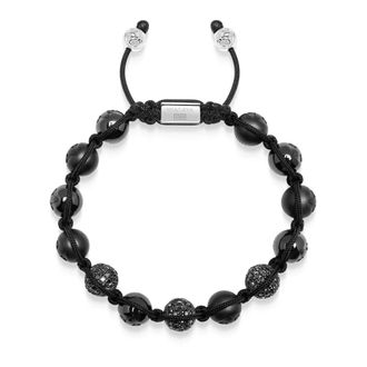 Nialaya Homme, Accessoires, Gris, Taille: 2XL Bracelet de perles en argent sterling