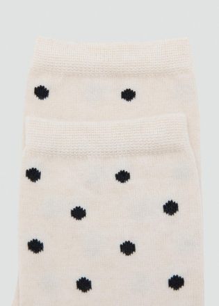 Mango Chaussettes &agrave; pois &eacute;cru - Femme - Taille unique - MANGO
