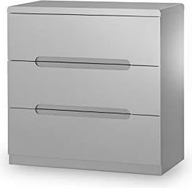 Julian Bowen Die Julian Bowen Manhattan Kommode mit 3 Schubladen in Grau Hochglanz ist eine stilvolle und praktische Aufbewahrungsl&ouml;sung im Schlafzimmer