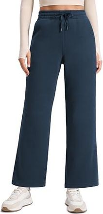 CRZ YOGA Pantalon &agrave; Jambes Droites en Coton doubl&eacute; pour Femmes Bleu Encre 42