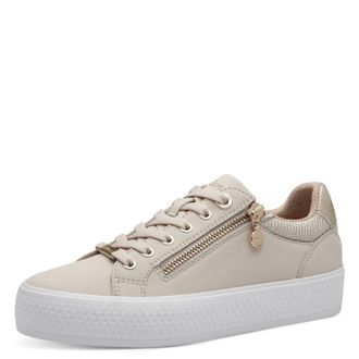 s.Oliver Damen Sneaker flach mit Reißverschluss Freizeit, Beige (Beige), 38 EU