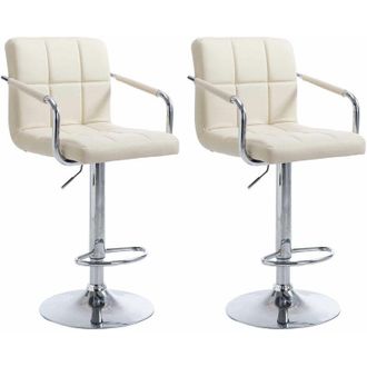 Clp Lot de 2 Tabourets de Bar Lucy V2 en Similicuir Cr&egrave;me Chrome