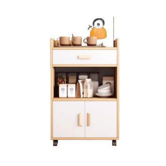 Generic Sideboard mit gro&szlig;em Stauraum, Kleiner Couchtisch aus Massivholz mit 360&deg;-Drehrollen und integriertem Staufach, geeignet for Schlaf- und Wohnzimmer(Co