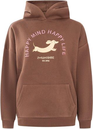 Zwillingsherz Hoodie DOG LOVE Dackelmotiv, Oversized Fit, K&auml;ngurutasche, Kapuze
