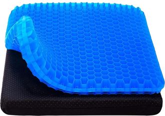 Herzberg HG03220-BLU, Blaues Gel-Sitzkissen, Bienenwaben-Design, unübertroffene Unterstützung, außergewöhnliche Atmungsaktivität, leicht und tragbar, waschbare