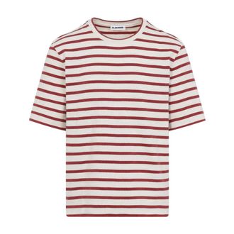 Jil Sander Homme, Tops, Rouge, Taille: S T-shirt en coton &agrave; col rond