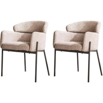 M&S Collection M&s - Lot de 2 fauteuils repas 62x61x80 cm en tissu bouclette sable