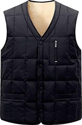 Minetom Veste sans Manches Homme en Hiver Gilet Doublure Polaire Padded Bodywarmer De Sport Doudoune Légère Manteau Epais Gilet De Plein Air avec Poches C Noi