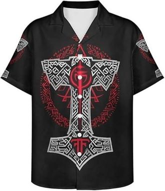 Keephen Nouveaut&eacute; Viking Chemises Hommes/Femmes Viking Animal Impression 3D Chemise Hawaiienne Chemise &agrave; Boutons Cool Plage Vacances Col &agrave; Revers Haut
