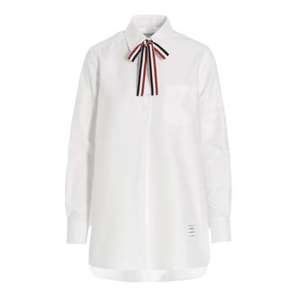 Thom Browne Logo Schleife Bluse - - Blouses & Shirts - Damen - Wei&szlig; - S