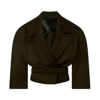 Stella McCartney Cropped Jacke mit G&uuml;rtel - - Jackets - Damen - Gr&uuml;n - XS