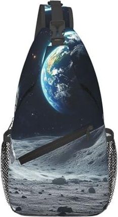 Generic Earth And Moon Sac &agrave; bandouli&egrave;re de voyage pour homme Sac &agrave; dos de randonn&eacute;e