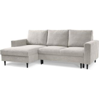 Selsey Selsey Nalika - Ecksofa mit Schlaffunktion, Kordsamt-Bezug, hellbeige, linksseitig