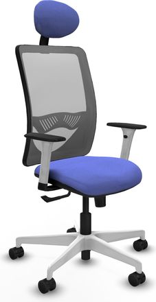 Piqueras y Crespo Schreibtischstuhl Zulema mit wei&szlig;en und schwarzen Armlehnen, h&ouml;henverstellbarer Lendenwirbelst&uuml;tze und festem Kopfteil, ausgestattet mit 3 Positionen,