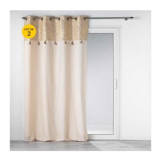 Douceur d'Int&eacute;rieur Douceur Dint&eacute;rieur - Lot de 2 rideaux &agrave; oeillets 140 x 240 cm en polycoton - Mod&egrave;le Solea Or