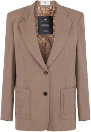 Elisabetta Franchi Femme, Vestes, Brun, Taille: 42 FR Veste en gabardine