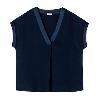 Oltre Bi-Material Bluse mit Kimono&auml;rmeln - - Blouses & Shirts - Damen - Blau - S