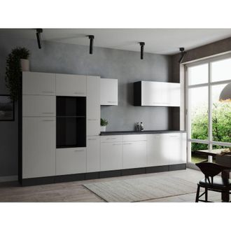 Respekta K&uuml;che K&uuml;chenzeile Leerblock Grau Matt Wei&szlig; Oliver 370 cm Respekta