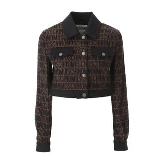 Moschino Femme, Vestes, Brun, Taille: 38 FR Logo Jacket