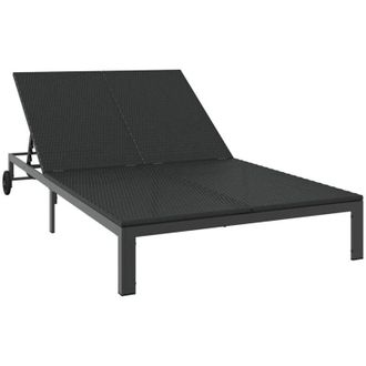 vidaXL Sonnenliege 2-Person Schwarz 115 x 206 x 75cm Poly-Rattan vidaXL
