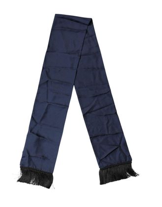Dolce & Gabbana Mens Navy Blue Silk Fringes Neck Foulard Scarf
