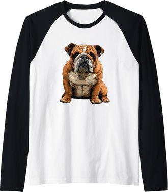 Whyitsme Design Abbildung eines roten Bulldoggenhundes Raglan