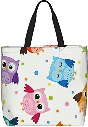 Generic Sac De Courses Motif Hibou Grand Sac A Main Avec Poign&eacute;es Lavables Sacs En Toile Pour Femmes, Pour Voyage, Filles, Shopping, Burea