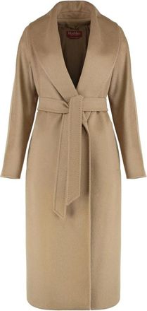 Max Mara Femme, Manteaux, Brun, Taille: 40 FR Manteau Ceintur&eacute; en Laine M&eacute;lang&eacute;e