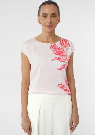 Comma Kurzarmshirt T-Shirt Blusenshirt im Fabricmix mit floralem Print