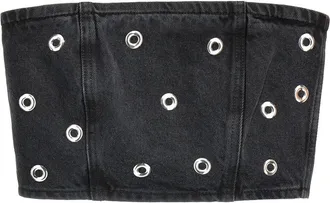 Rotate Rotate Birger Christensen, Femme, Tops, Noir, Taille: 38 FR Studded Denim Top