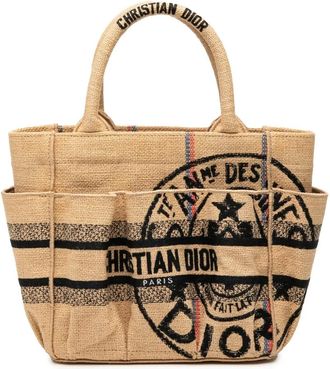 Dior 2021-2022 kleine Jute Catherine Tote Bag - Braun