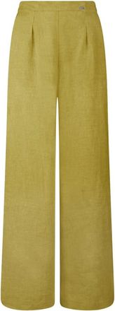 Bomboogie Femme, Pantalons, Jaune, Taille: 44 FR Pantalon Palazzo en Lin