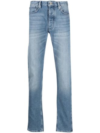 Emporio Armani jean droit &agrave; taille mi-haute - Bleu