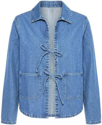 STUDIO UNTOLD Sommerjacke Jeanshemd Jeansjacke oversized Schn&uuml;rung
