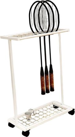 Generic Offener Tennisschl&auml;ger-Aufbewahrungsst&auml;nder, Schul-Badmintonschl&auml;gerhalter Mit Rollen, for Tennis- Und Badmintonschl&auml;ger(White)