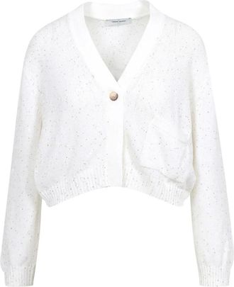 Gran Sasso Femme, Pulls, Blanc, Taille: 40 FR Micro Sequins Full Milano Cardigan