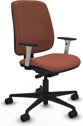 Piqueras y Crespo Drehbarer Schreibtischstuhl ohne R&auml;der mit wei&szlig;en und schwarzen Armlehnen, ausgestattet mit Syncro/Traslack und eingespritztem Schaumstoff, Braun