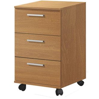 PEGANE Caisson de 3 tiroirs &agrave; roulettes coloris Merisier - longueur 42 x profondeur 35 x hauteur 68 cm Pegane