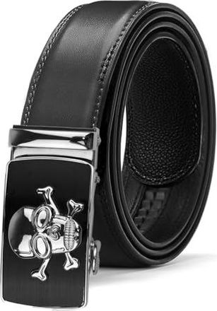 Glamexx24 Ceinture pour homme avec boucle automatique, noir ceinture &agrave; cliquet &agrave;, large 35 mm